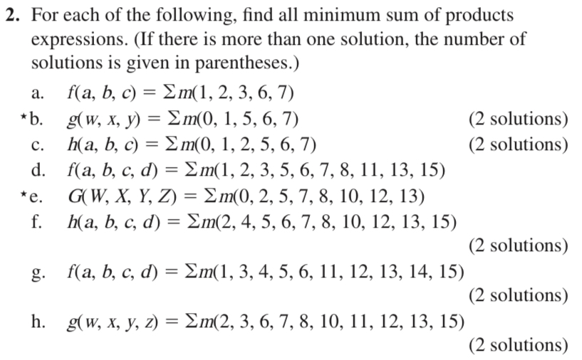 Solved Part h ﻿please For each of the following, find all | Chegg.com