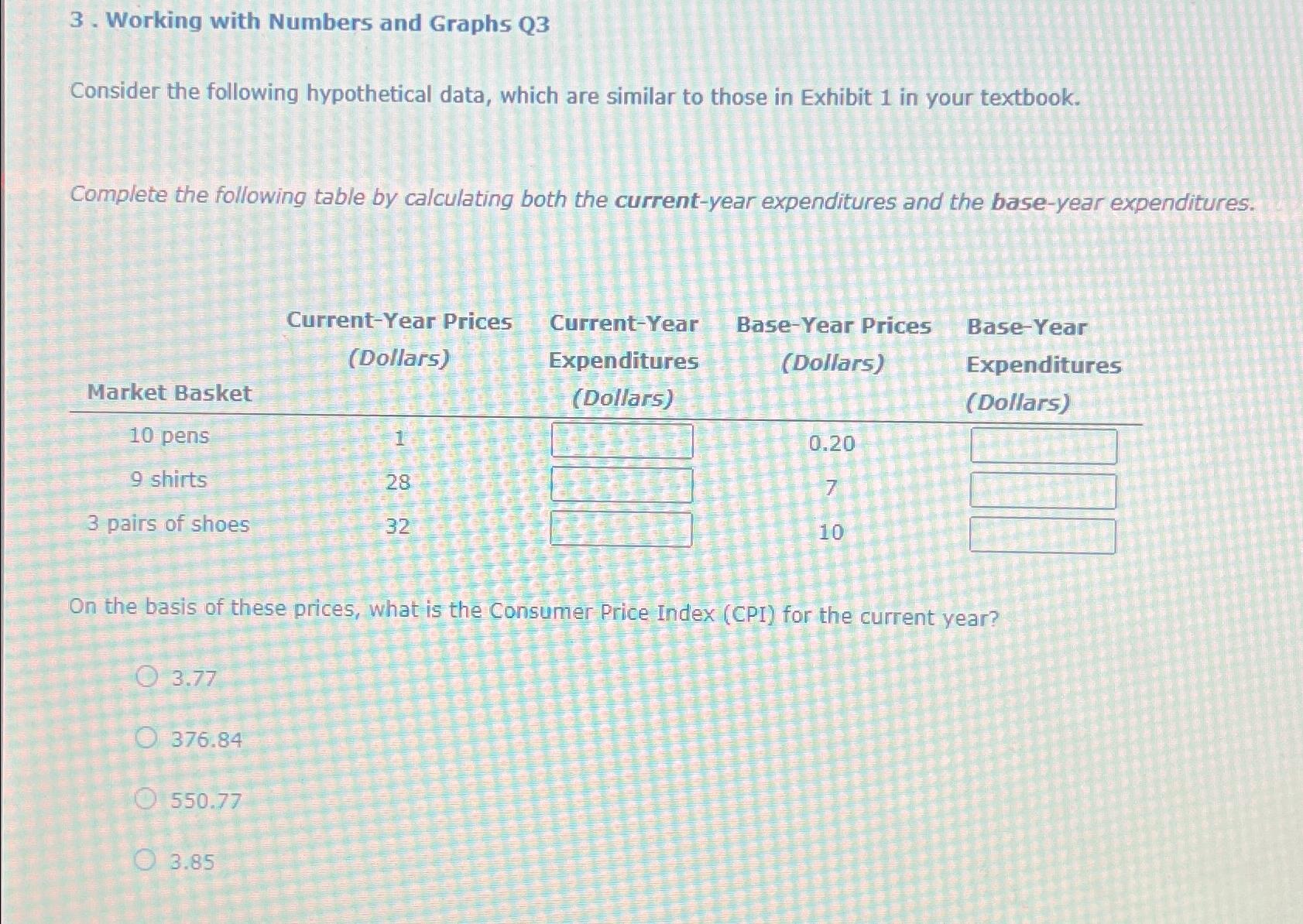 Solved Working with Numbers and Graphs Q3Consider the | Chegg.com