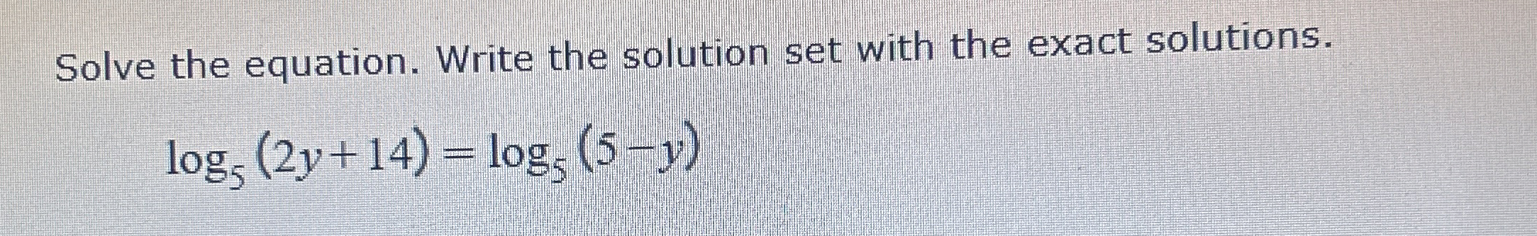 Solved Solve the equation. Write the solution set with the | Chegg.com