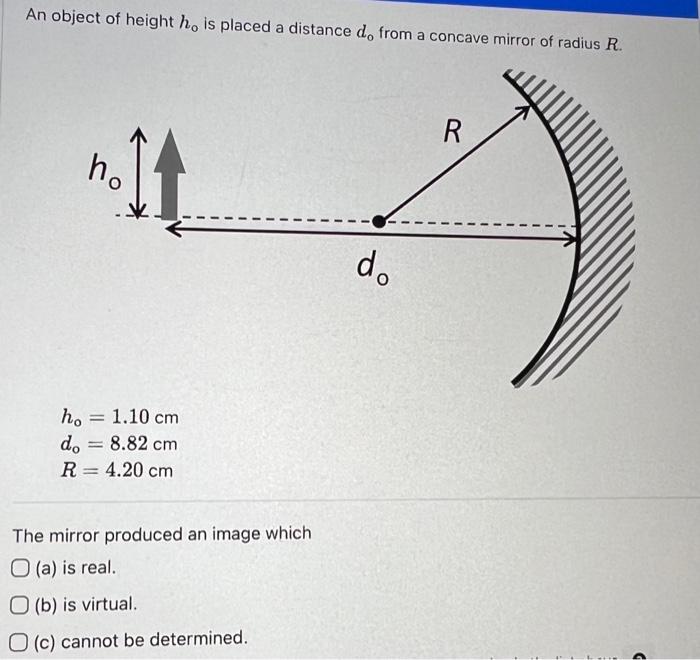 Solved An object of height ho is placed a distance d0 from a | Chegg.com