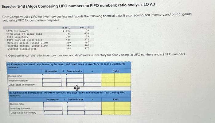 Solved Exercise 5-18 (Algo) Comparing LIFO numbers to FIFO | Chegg.com