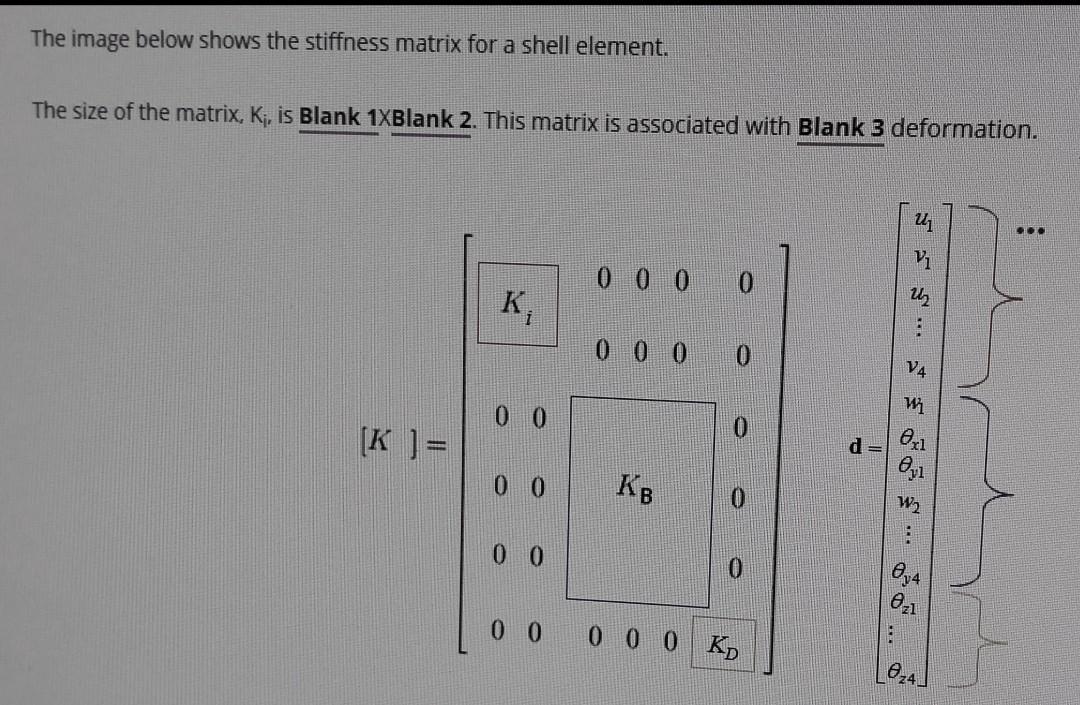 Solved The image below shows the stiffness matrix for a | Chegg.com