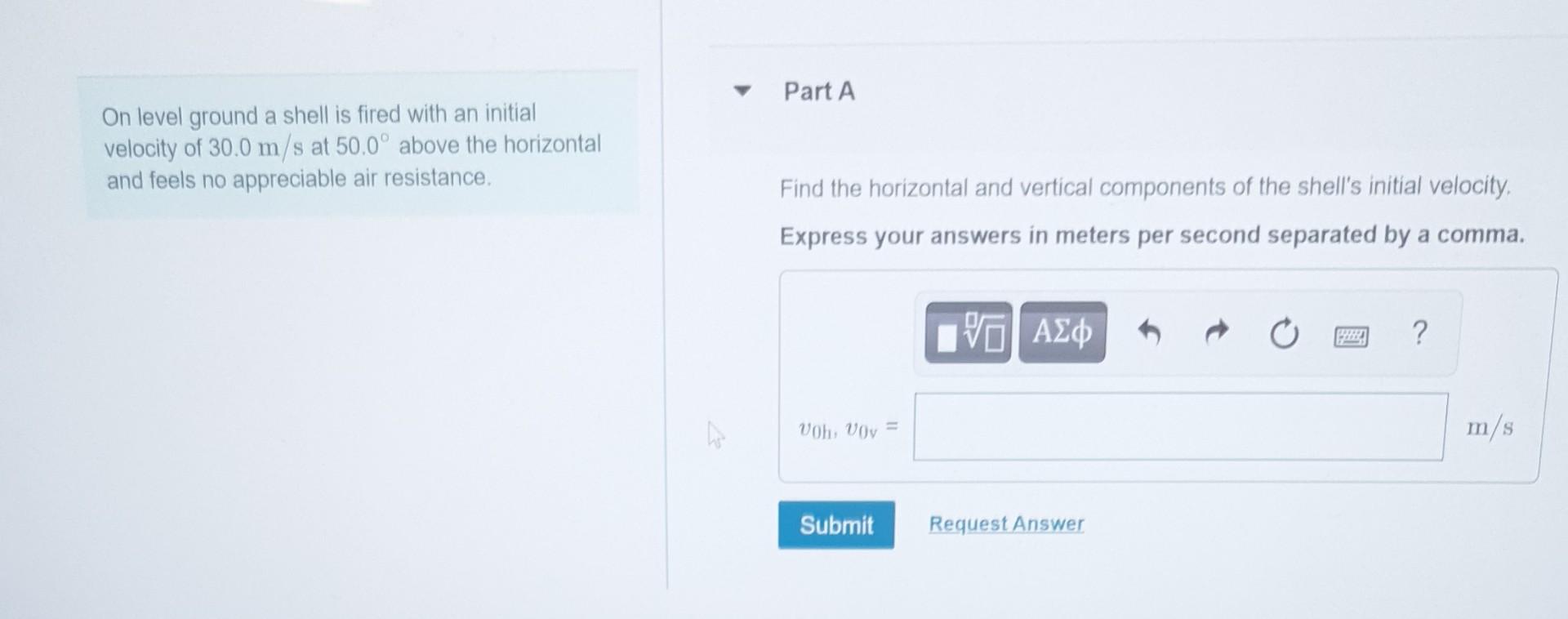 Solved On level ground a shell is fired with an initial | Chegg.com
