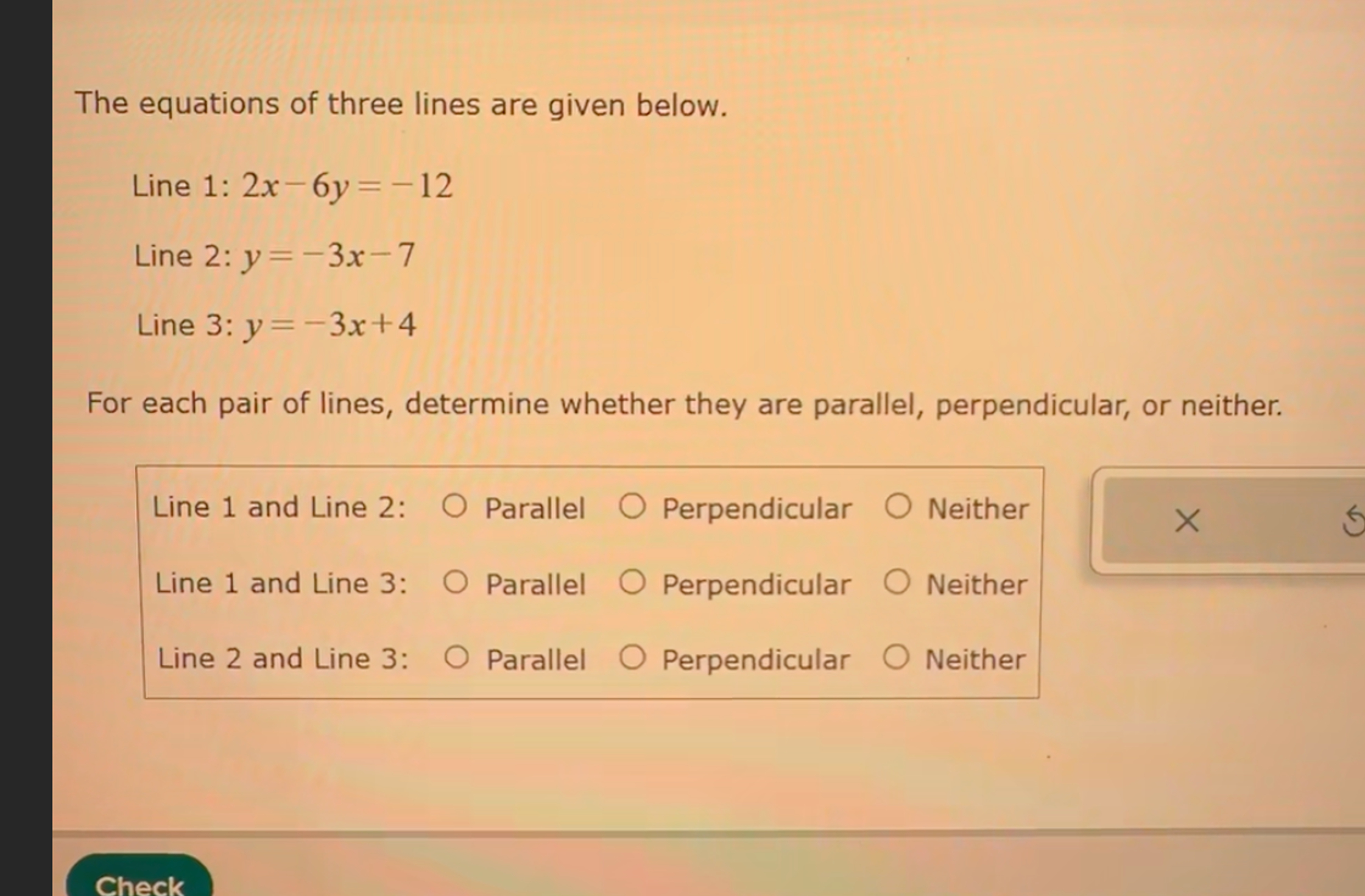 Solved The equations of three lines are given below.Line 1: | Chegg.com