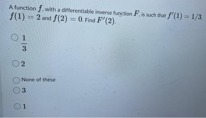 Solved A function f, with a differentiable inverse function | Chegg.com