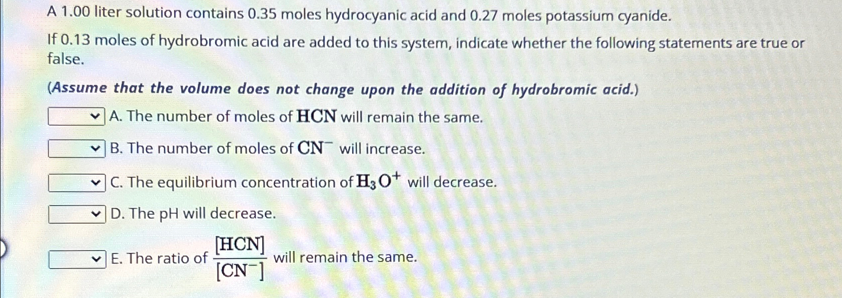 Solved A 1.00 ﻿liter solution contains 0.35 ﻿moles | Chegg.com