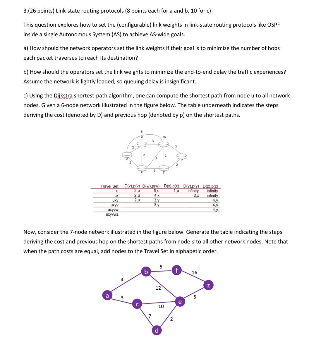 Solved 3.( 26 points) Link-state routing protocols ( 8 | Chegg.com