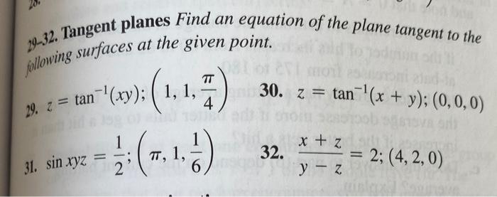 Solved 19-32. Tangent planes Find an equation of the plane | Chegg.com