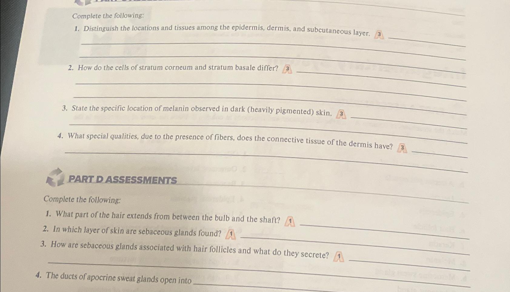 Solved Complete the following:Distinguish the locations and | Chegg.com