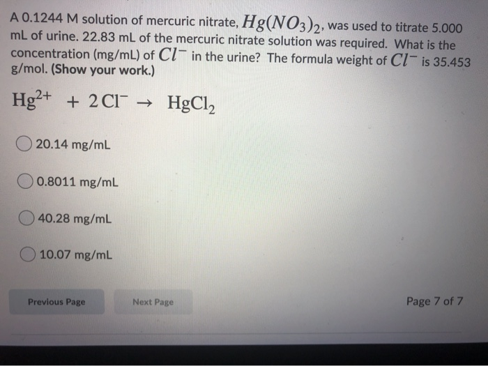 Solved A 0.1244 M solution of mercuric nitrate, Hg(NO3)2, | Chegg.com