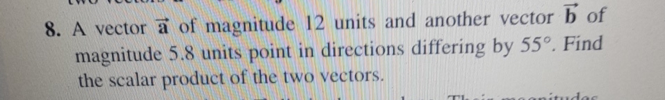 Solved A vector vec(a) ﻿of magnitude 12 ﻿units and another | Chegg.com