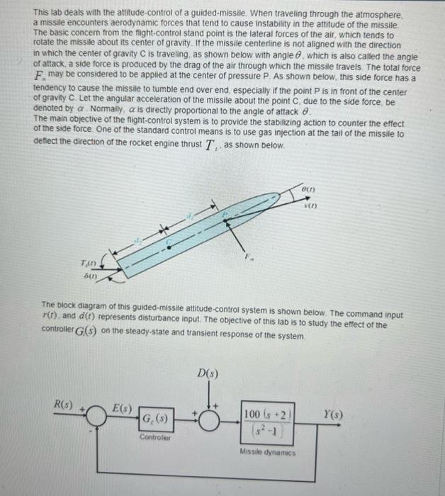 Solved This lab deals with the attitude-control of a | Chegg.com