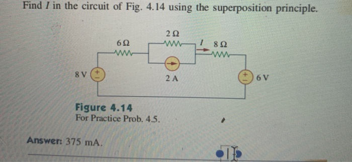 Solved Find I in the circuit of Fig. 4.14 using the | Chegg.com