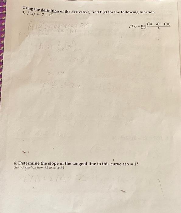 Solved Using the definition of the derivative, find f'(x) | Chegg.com