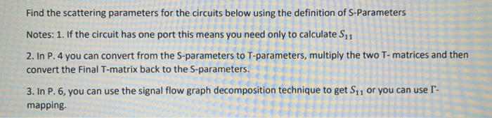 Solved Find the scattering parameters for the circuits below | Chegg.com