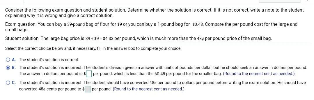 Solved Consider the following exam question and student | Chegg.com