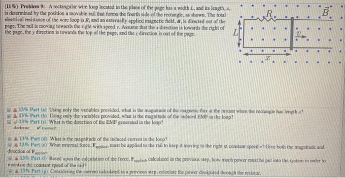 (11\%) Problem 9: A rectangular wire loop located in | Chegg.com