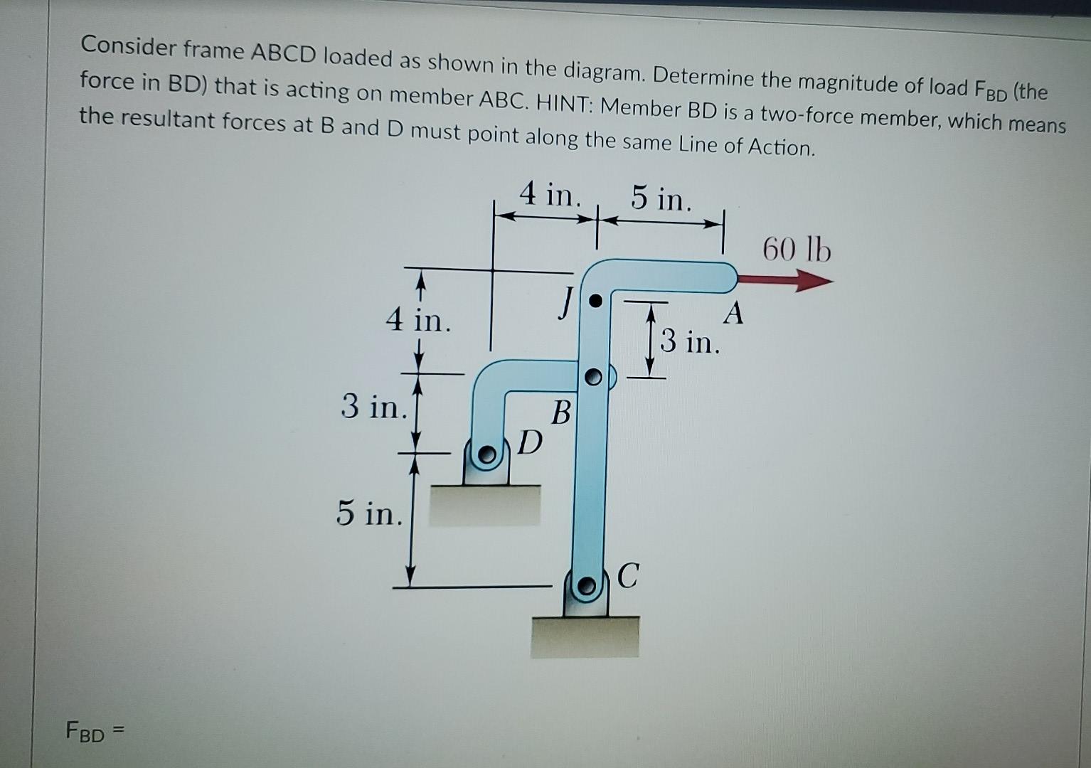 Solved Consider frame ABCD loaded as shown in the diagram. | Chegg.com