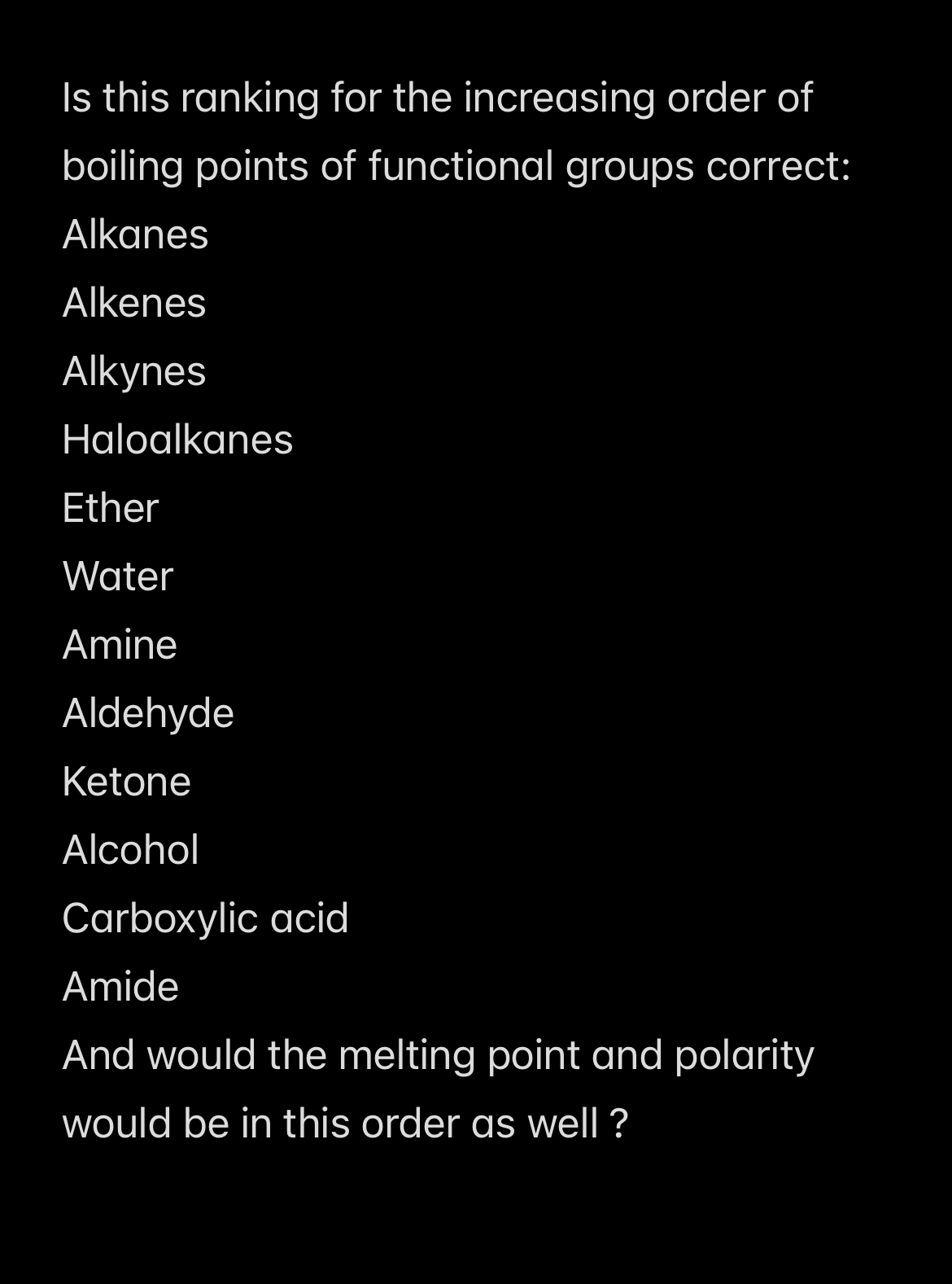 Solved Is this ranking for the increasing order ofboiling | Chegg.com