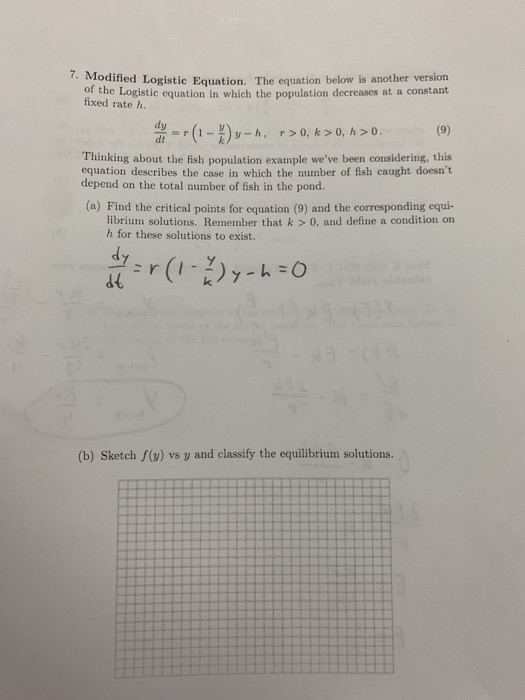 Solved . Modified Logistic Equation. The equation below is | Chegg.com