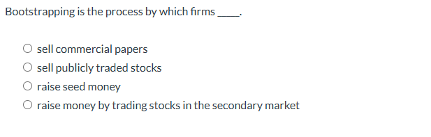 Solved Bootstrapping is the process by which firmssell | Chegg.com