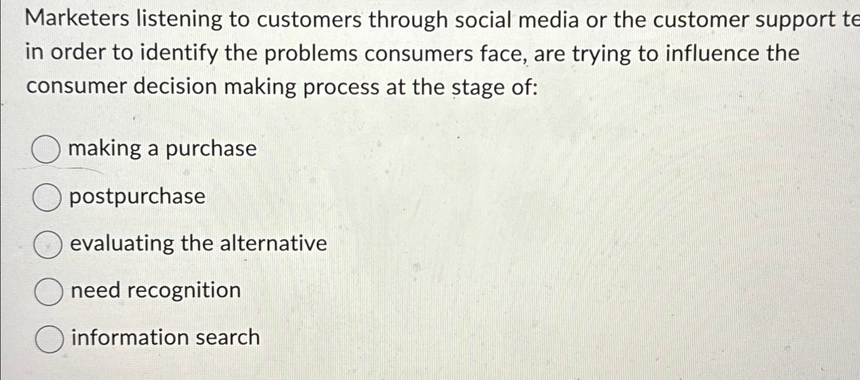 Solved Marketers listening to customers through social media | Chegg.com