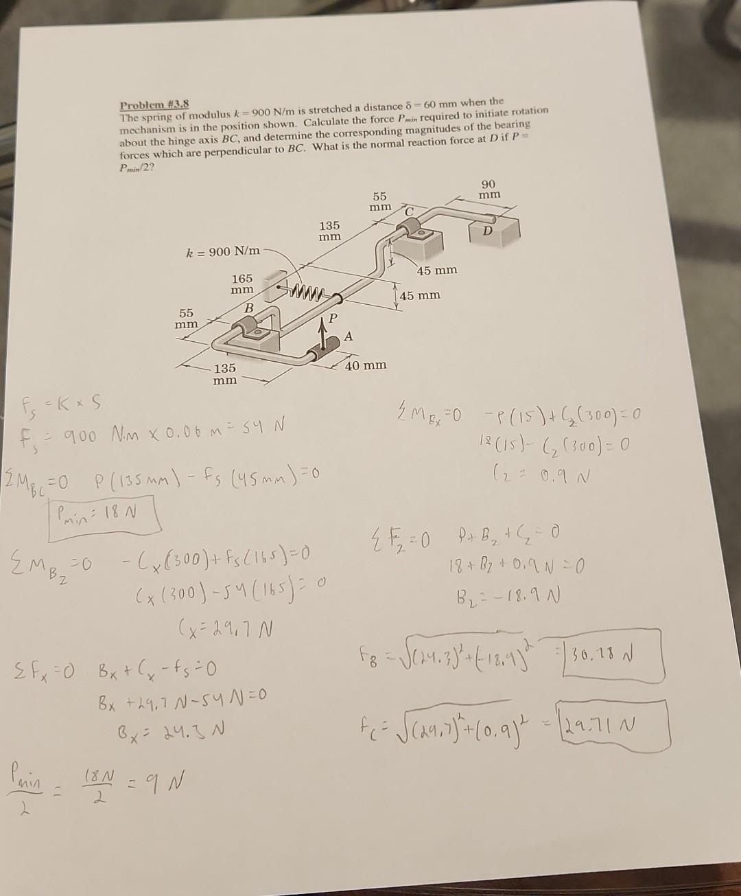 Solved Problem \#3.8 The spring of modulus k=900 N/m is | Chegg.com