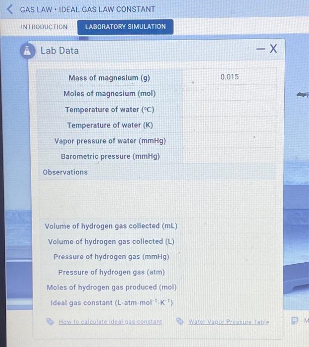 Volume of hydrogen gas collected (mL) Volume of | Chegg.com Volume of hydrogen gas collected (mL) Volume of | Chegg.com
