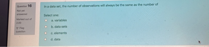 Solved Question 16 In a data set, the number of observations | Chegg.com