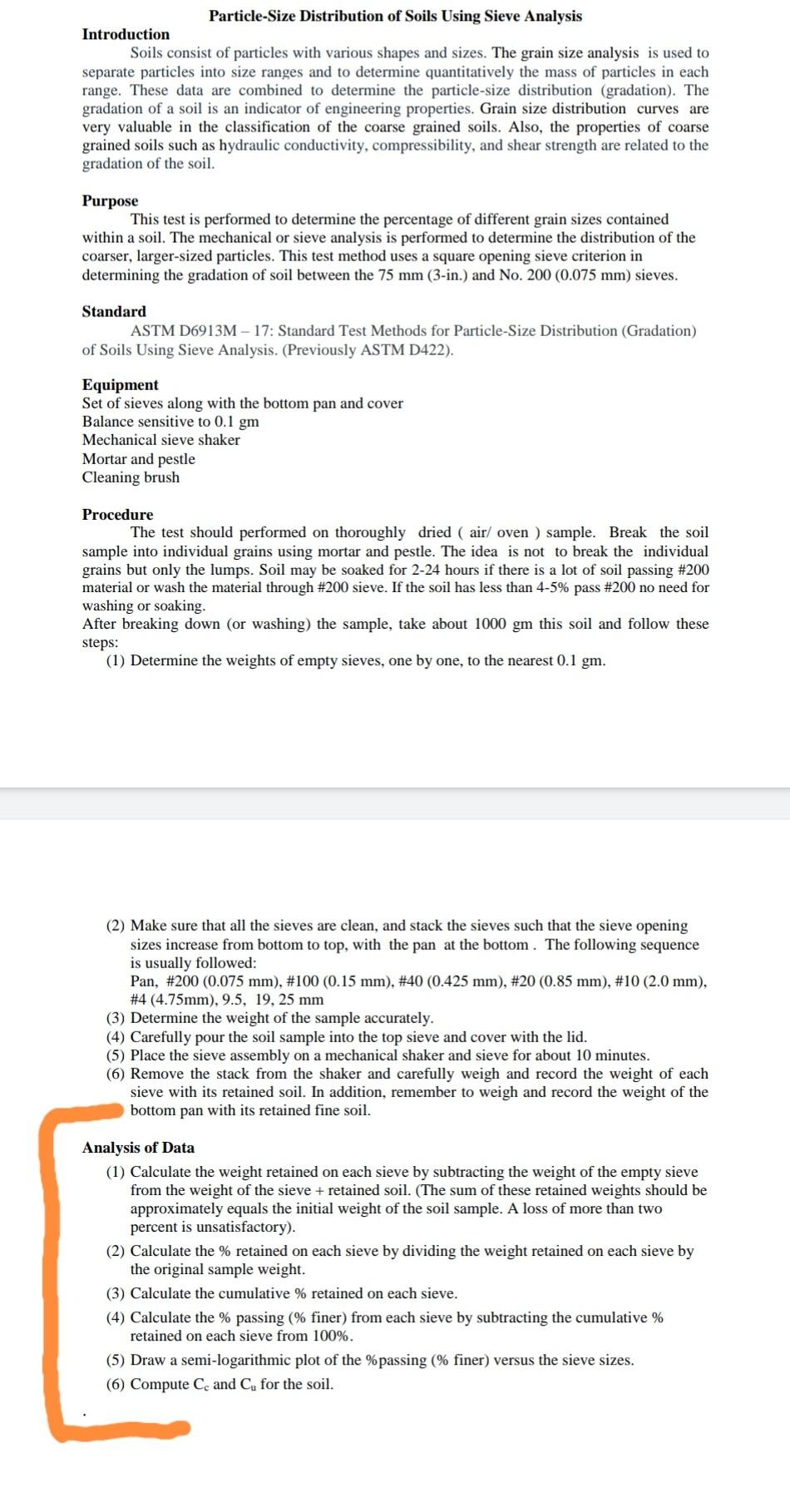 Solved Particle-Size Distribution of Soils Using Sieve | Chegg.com
