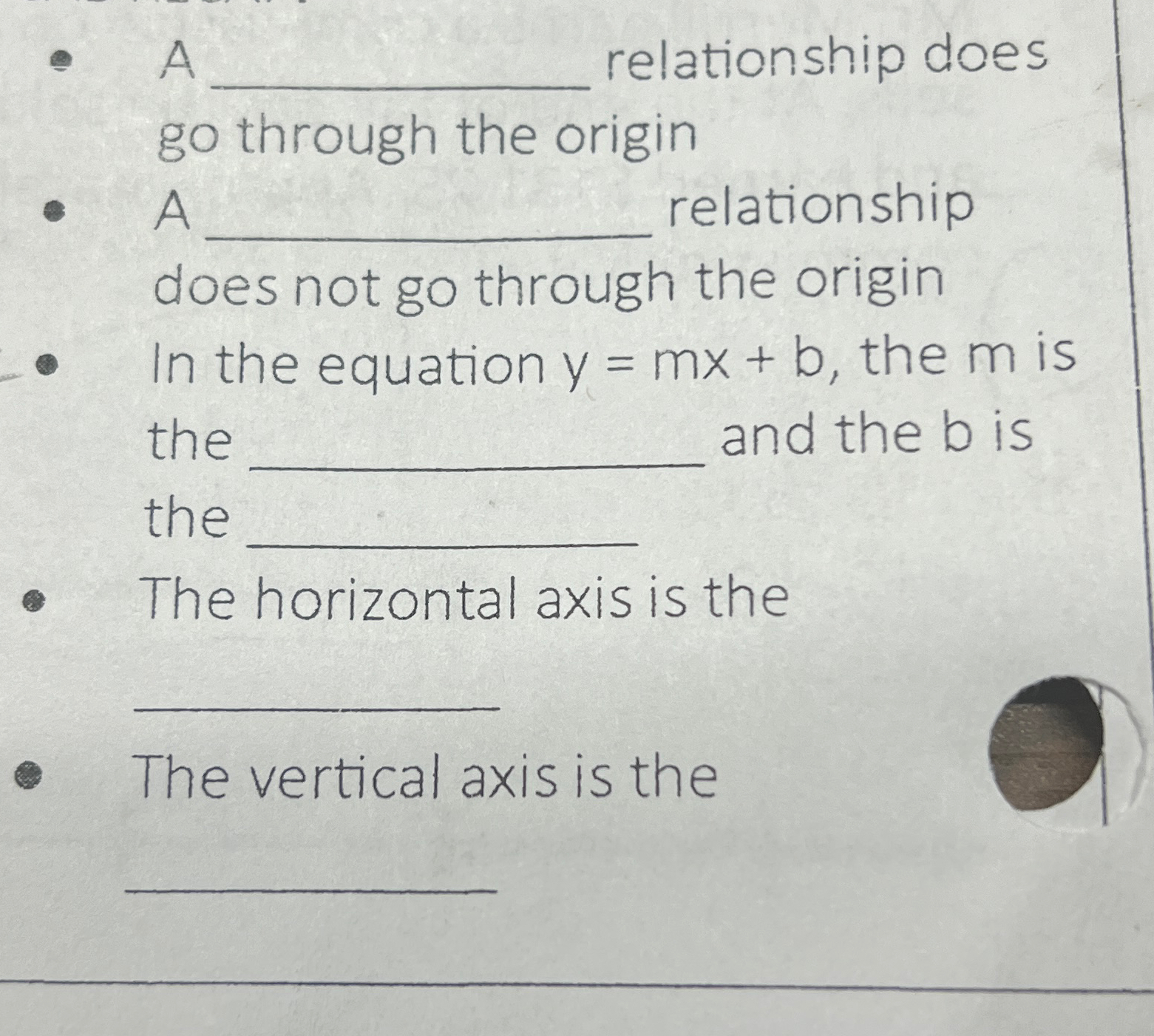Solved A q, ﻿relationship does go through the originA q, | Chegg.com