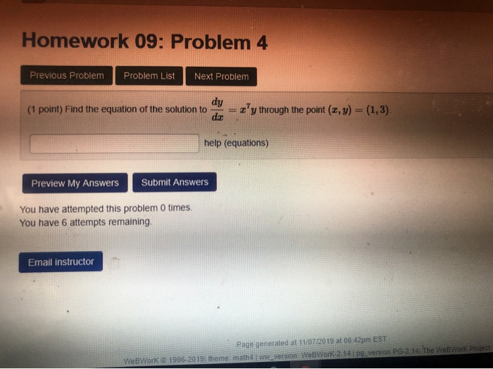 Solved Homework 09: Problem 4 Previous Problem Problem List | Chegg.com