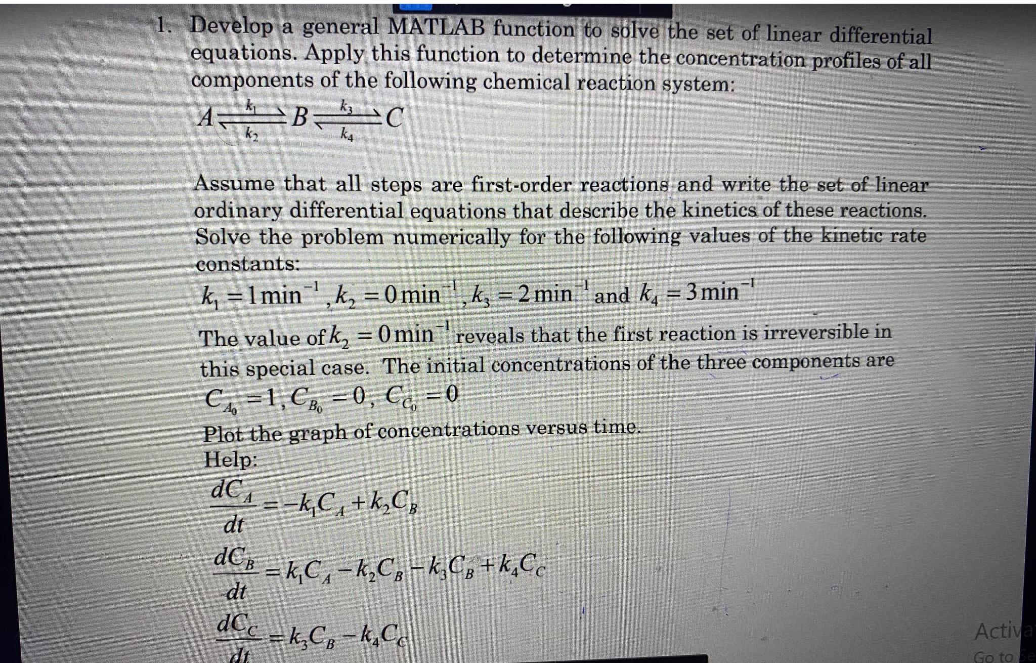 Solved Develop a general MATLAB function to solve the set of | Chegg.com