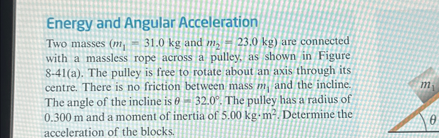 Solved Energy and Angulr AccelerationTwo masses M1 = 31.0 | Chegg.com