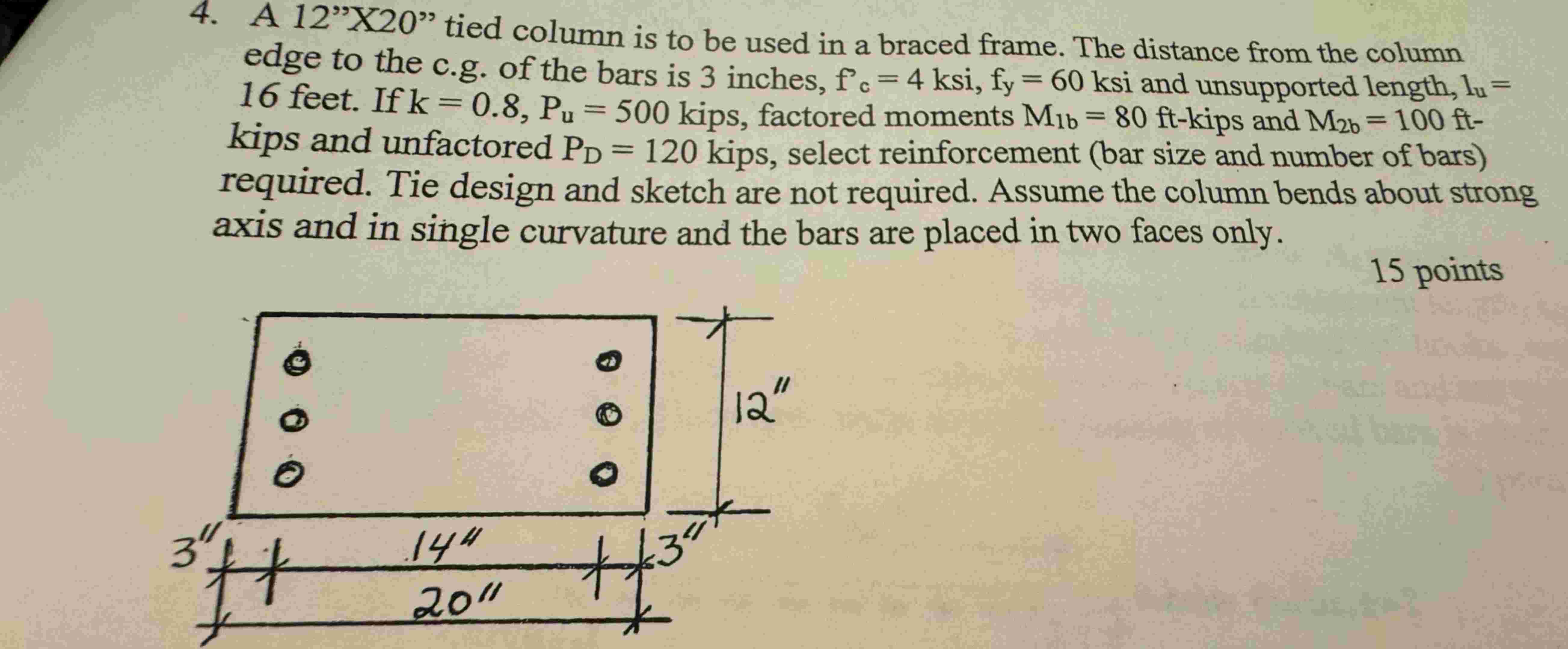 need in ﻿less than 1 hr: A 12 "X20" ﻿tied column | Chegg.com