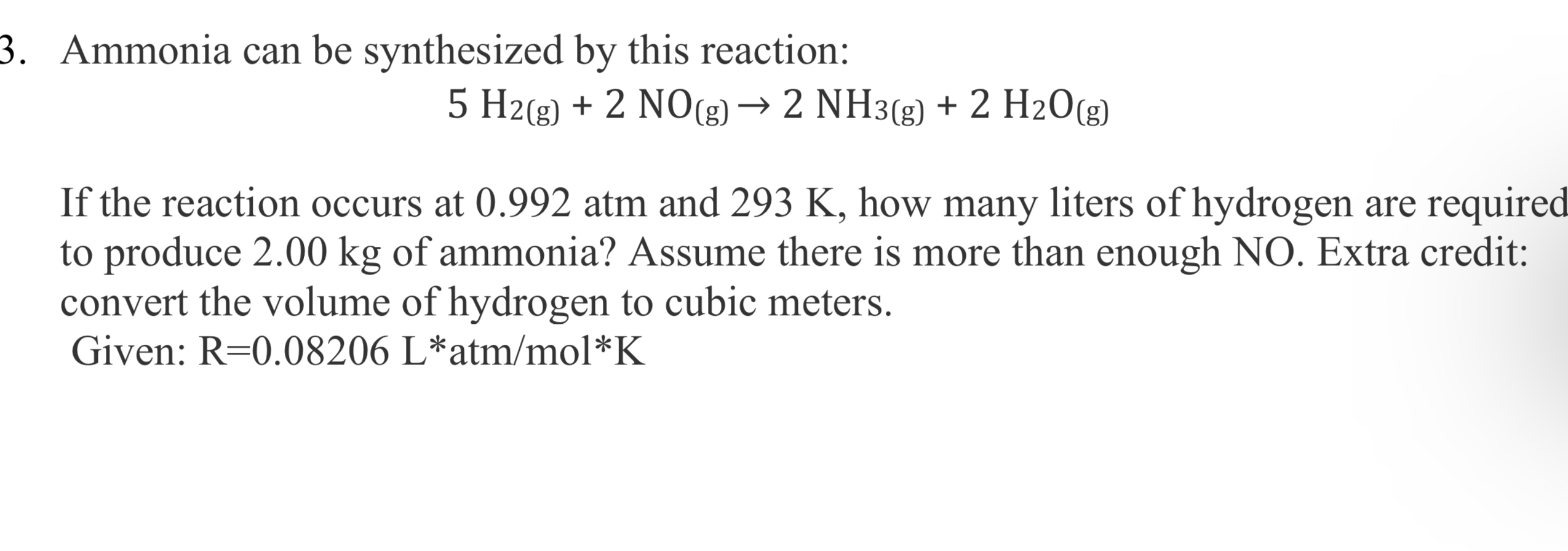 Solved Ammonia can be synthesized by this | Chegg.com