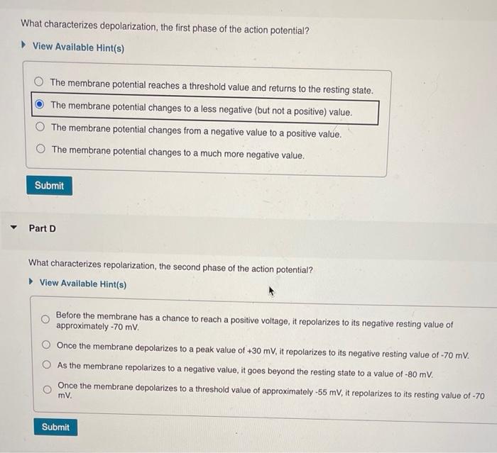 Solved What characterizes depolarization, the first phase of | Chegg.com