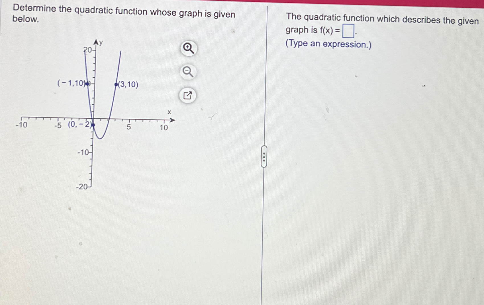 Determine the quadratic function whose graph is given | Chegg.com Determine the quadratic function whose graph is given | Chegg.com