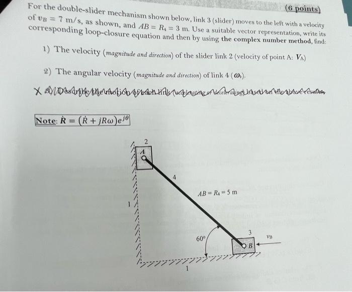 Solved (6 points) For the double-slider mechanism shown | Chegg.com