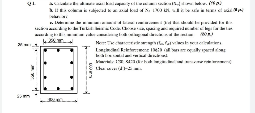 Solved Q1. a. Calculate the ultimate axial load capacity of | Chegg.com