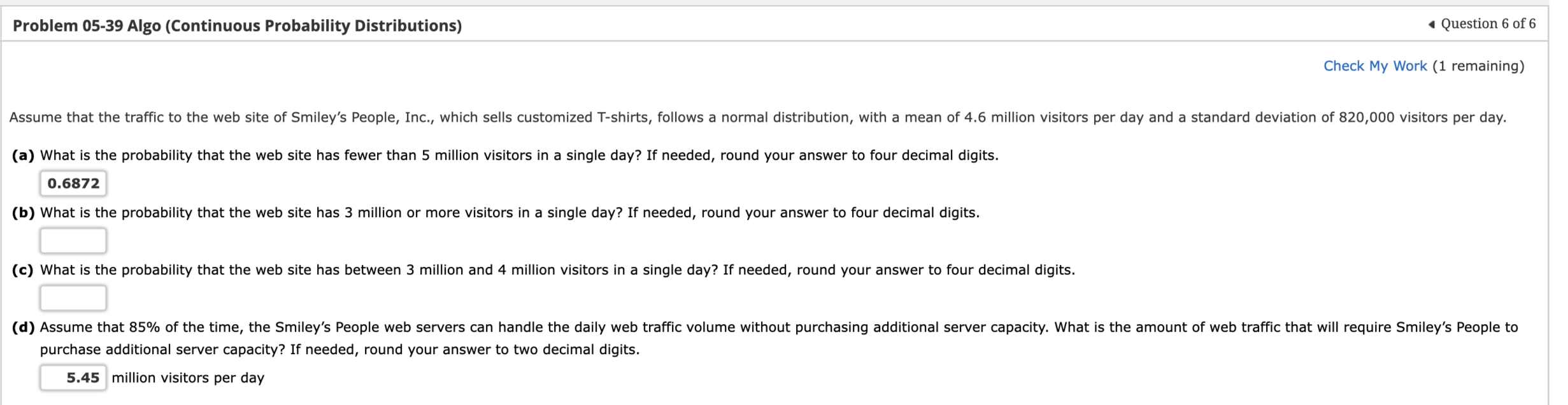 Solved Assume that the traffic to the web site of Smiley’s | Chegg.com