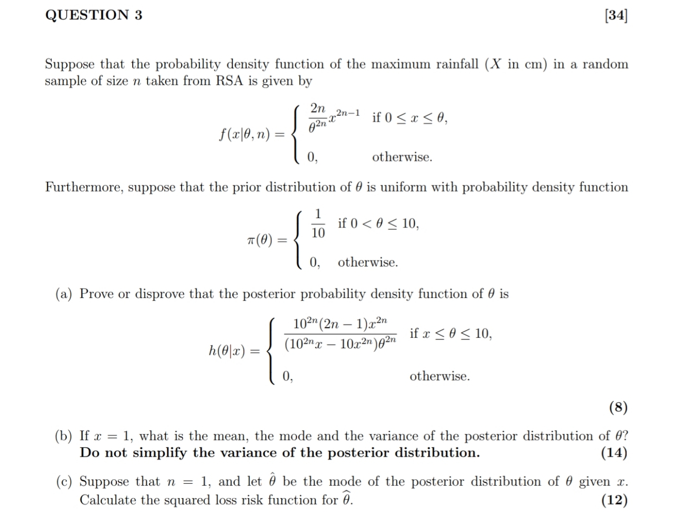 Solved QUESTION 3[34]Suppose that the probability density | Chegg.com