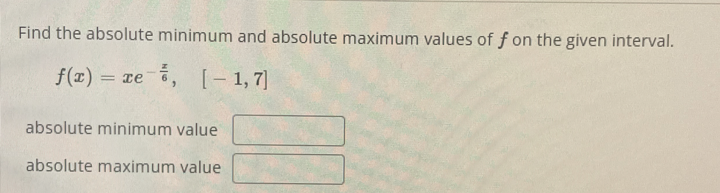 Solved Find The Absolute Minimum And Absolute Maximum Values Chegg