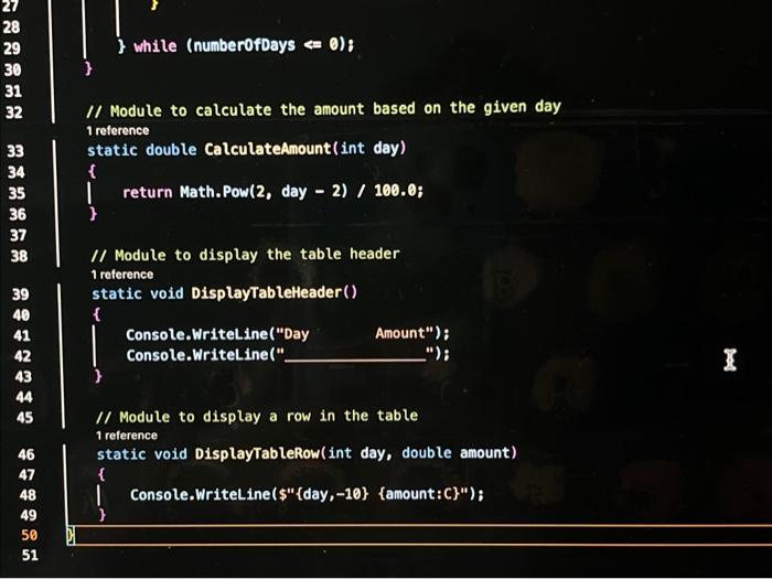 Solved create a C# flow chat based off the code provided | Chegg.com