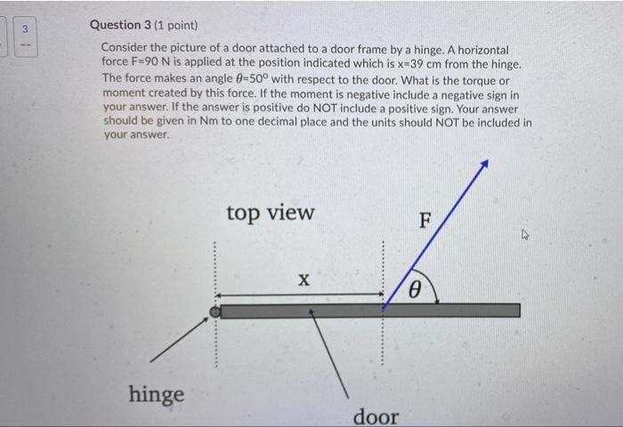 Solved 1 Question 3 (1 point) Consider the picture of a door | Chegg.com