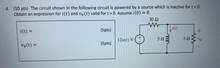 Solved 4 10 Pts The Circuit Shown In The Following