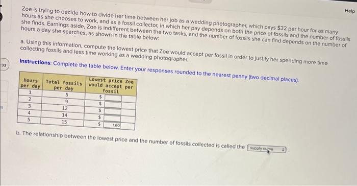 Solved Zoe is trying to decide how to divide her time | Chegg.com