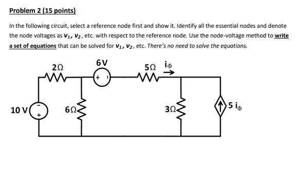 Solved In the following circuit, select a reference node | Chegg.com