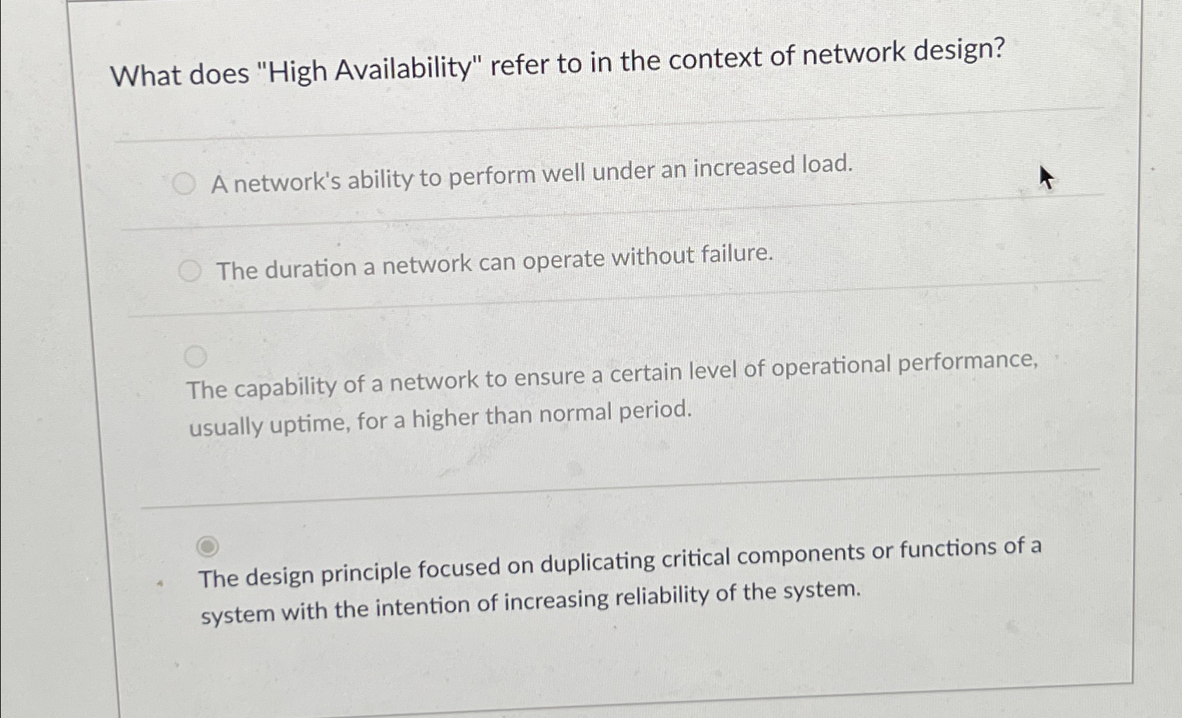 Solved What does "High Availability" refer to in the context | Chegg.com