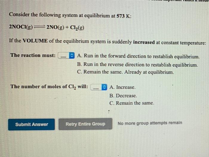 Solved Consider the following system at equilibrium at 573 | Chegg.com